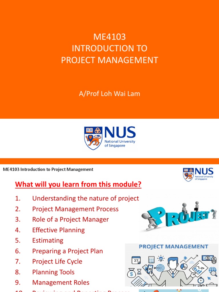 ME4103 PM Lecture 1a | PDF | Project Management | Business