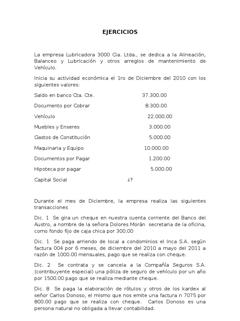 EJERCICIOS de Contab. | PDF | Cheque | Bancos