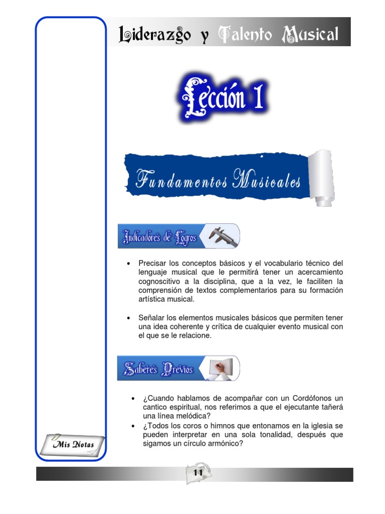 03 LiderazgoyTalentoMusical Leccion1 | PDF | Sonido | Armonía
