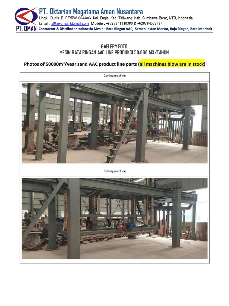 Galery Foto Mesin Bata Ringan AAC Line Produksi 50000 m3 Pertahun | PDF ...