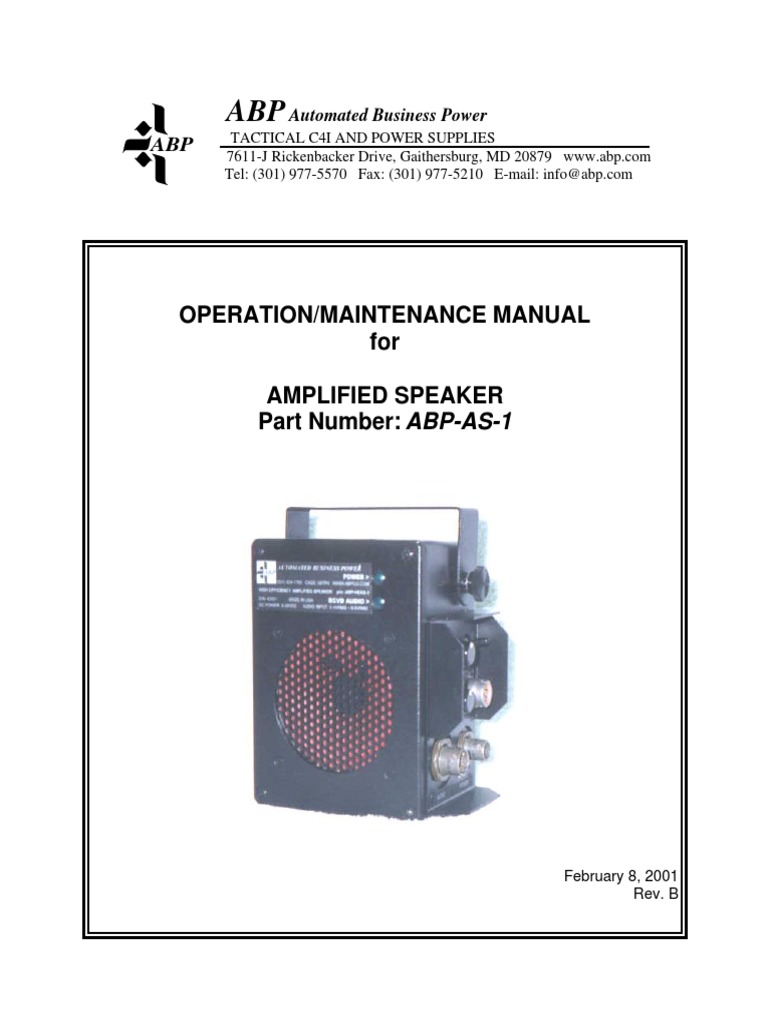 ABP - Amplified Speaker ABP-As-1 Manual | PDF | Electrical Connector ...