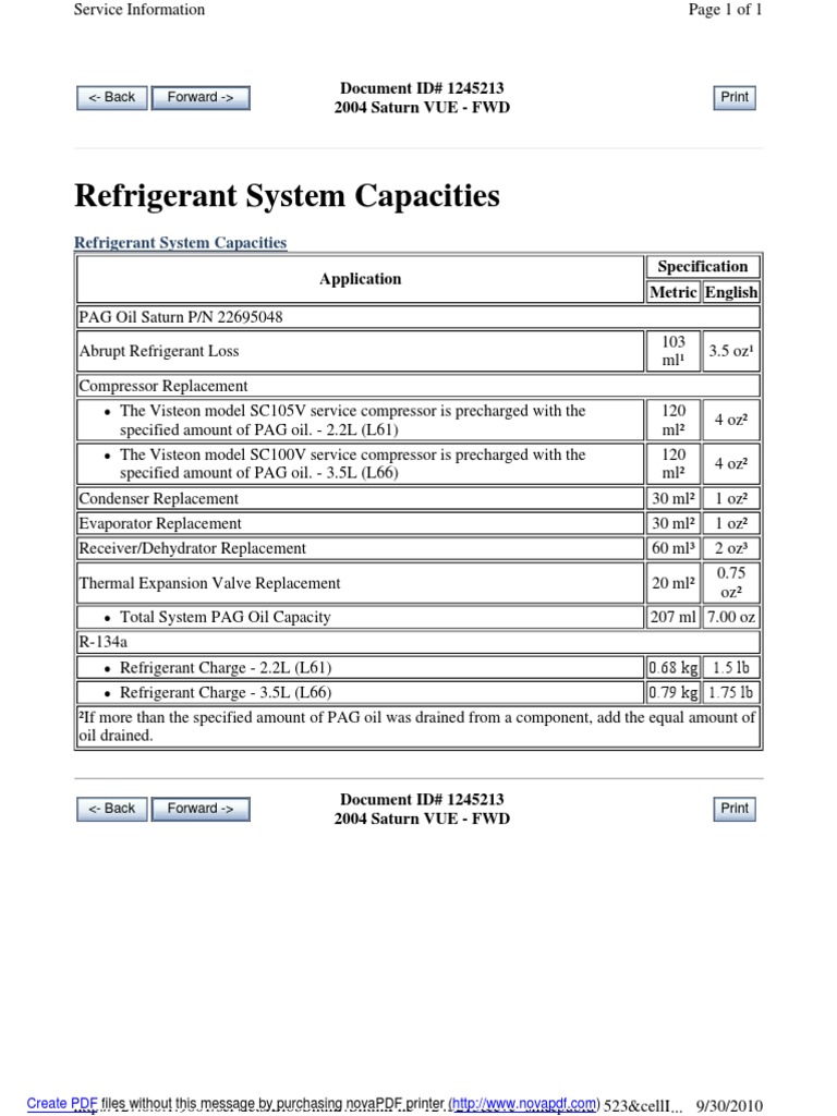 04 Vue System Capacities | PDF | Energy Technology | Manufactured Goods