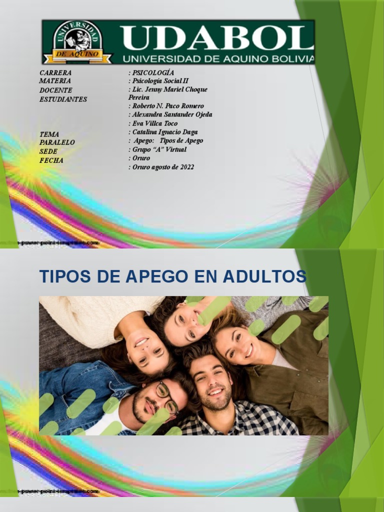 Presentacion Tipos de Apego | PDF | Teoría de apego | Adultos