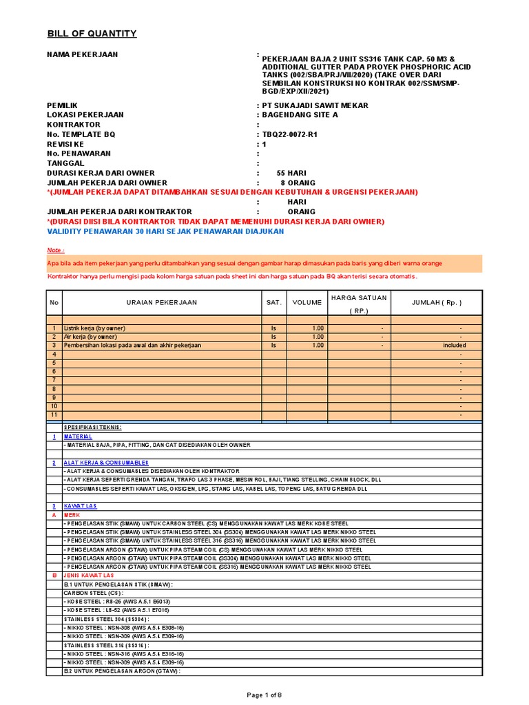 TBQ Steel 2x50 m3 Ss316 Tanks - Harris 18jul22 | PDF