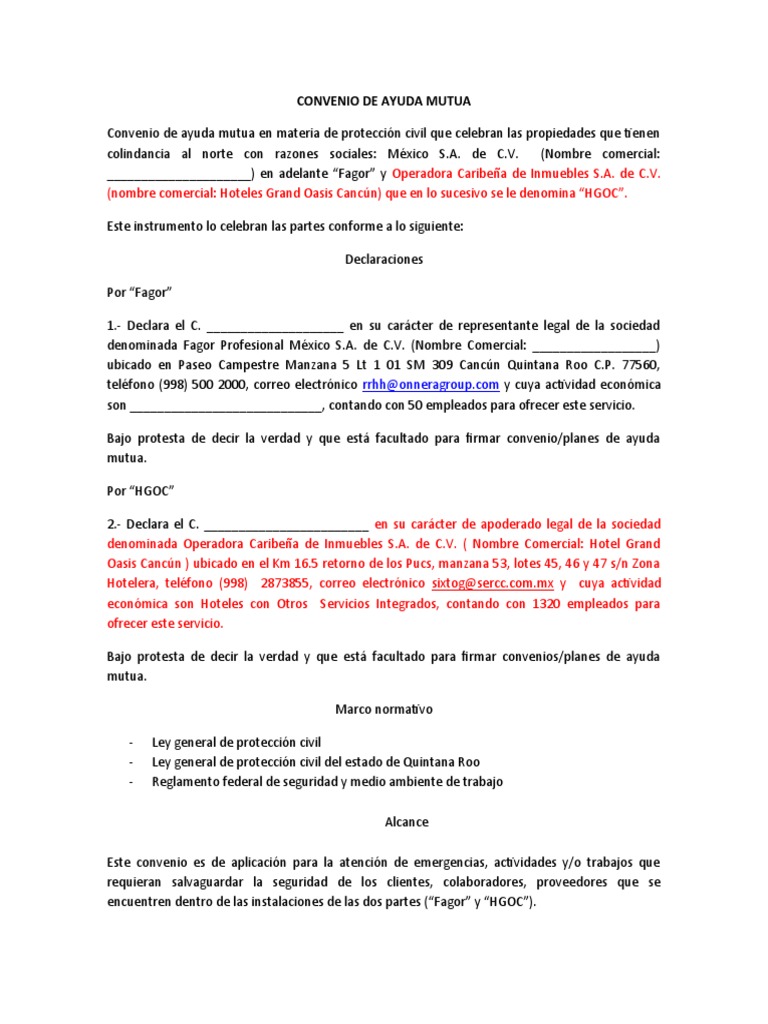 Convenio de Ayuda Mutua | PDF | La seguridad | Gestión de emergencias