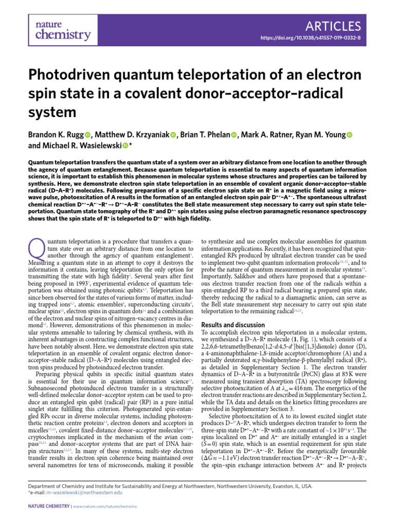 Photodriven Quantum Teleportation of An Electron Spin State in A ...