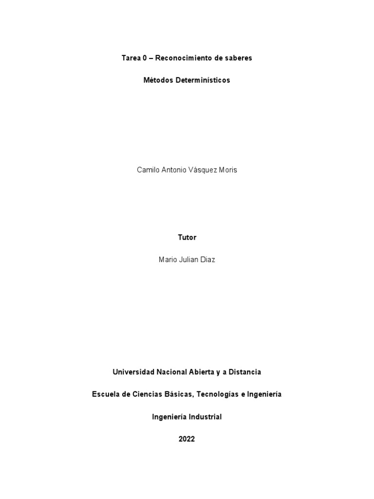 Tarea 0.camilo Vasquez | PDF | Programación lineal | Matemáticas Aplicadas