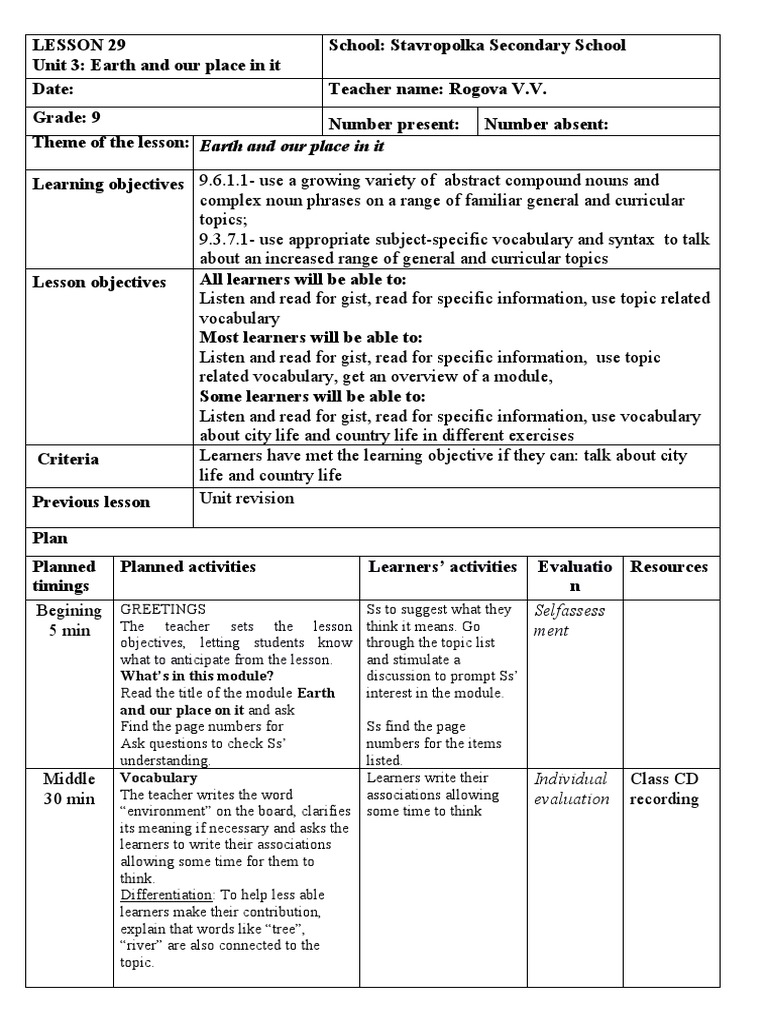 Understanding City and Country Life Through English Lessons | PDF ...