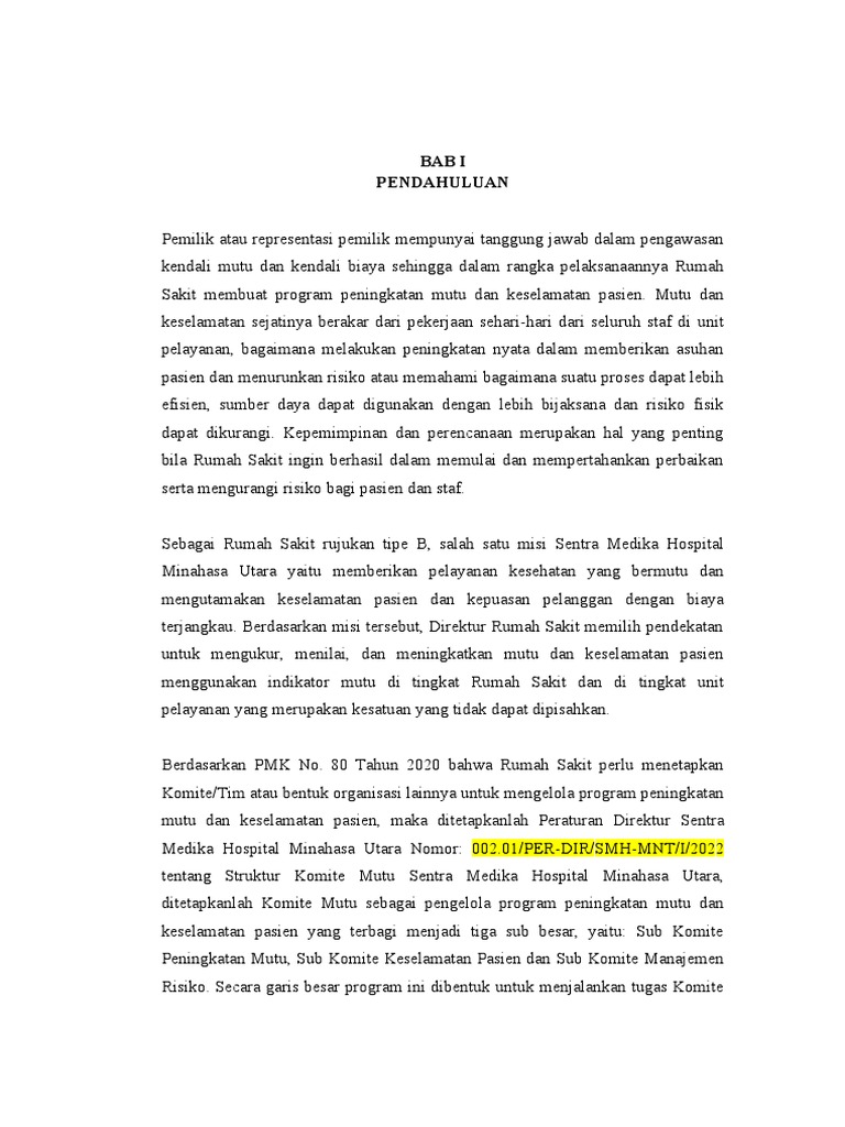 Contoh Program Kerja Komite Mutu Tahun 2022 | PDF