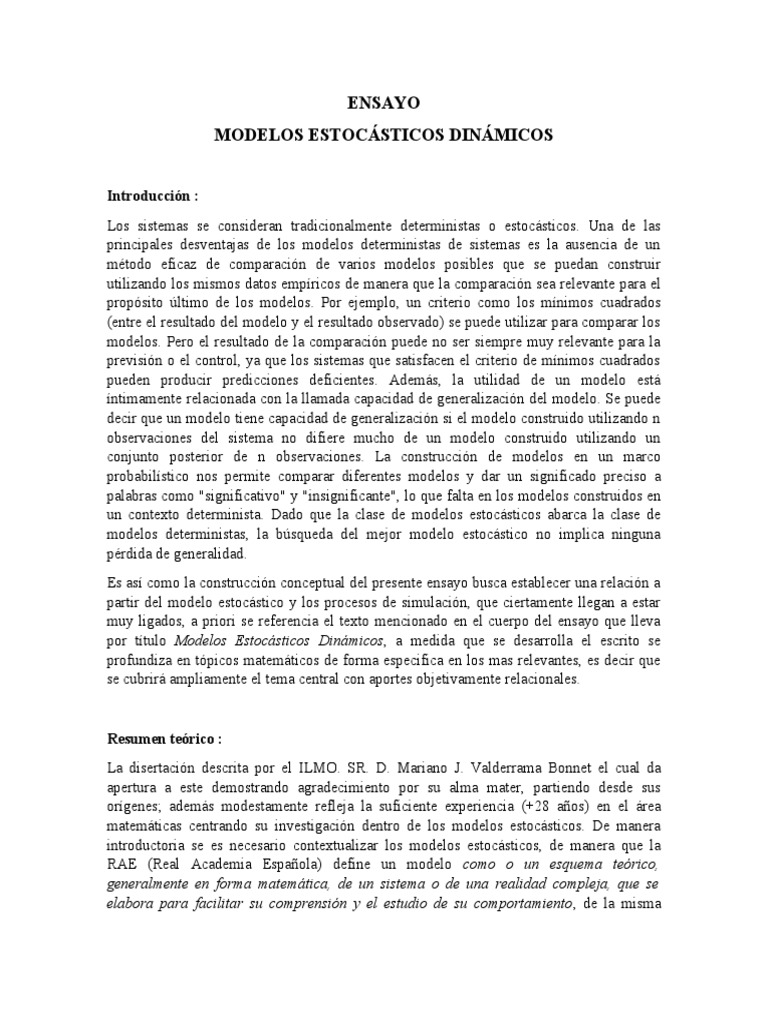 Modelos Estocásticos Dinámicos | PDF | Probabilidad | Estadísticas