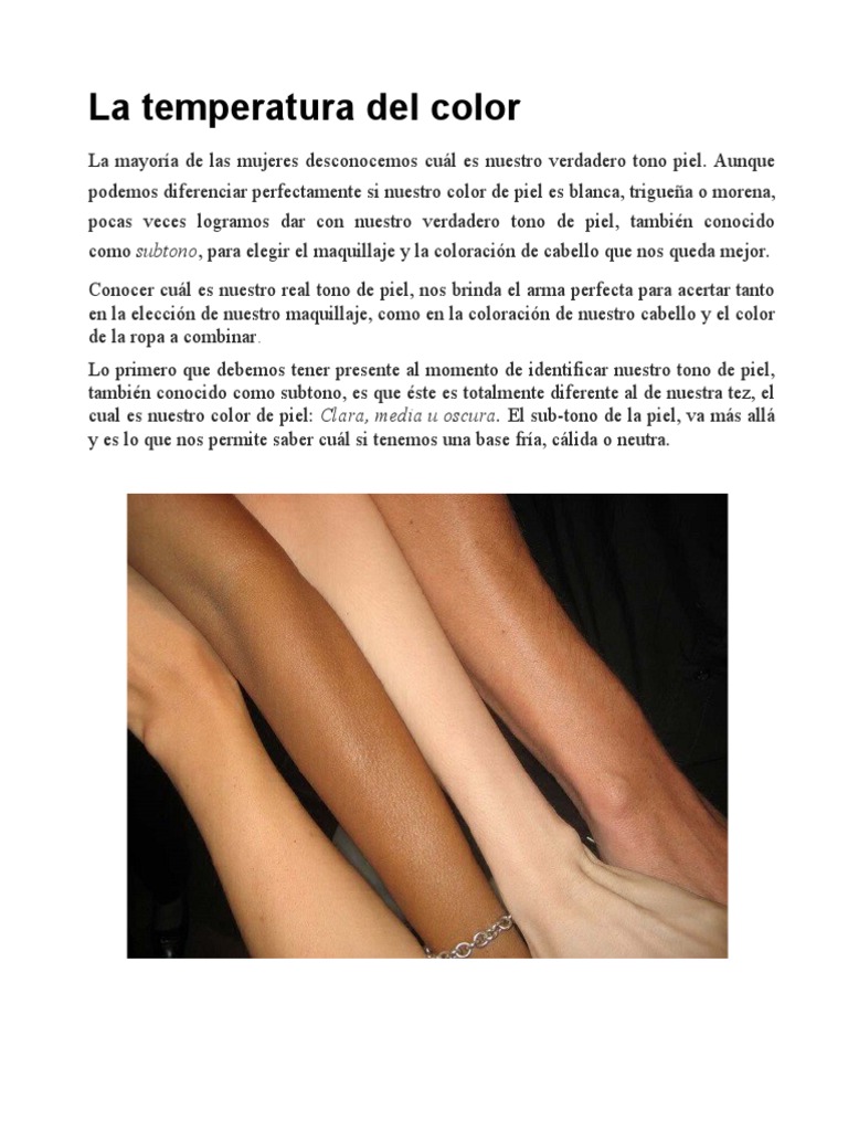 Cómo identificar tu verdadero tono de piel: el subtono | PDF | Color ...