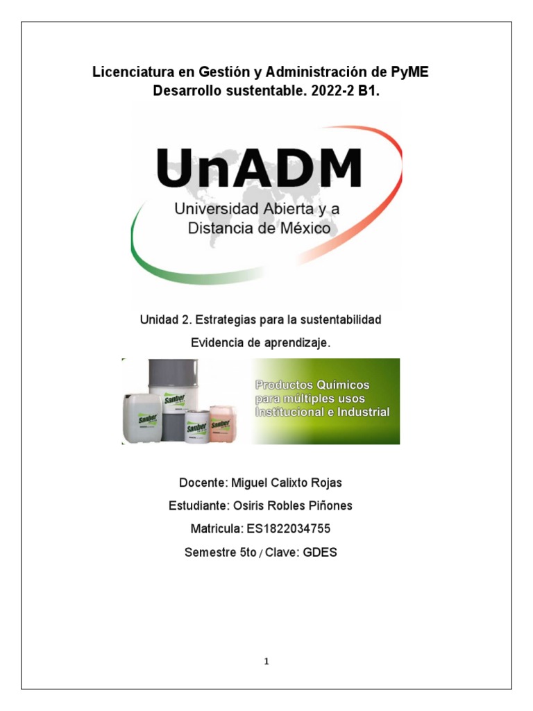 Gdes U2 Ea Osrp | PDF | Sustentabilidad | Calidad (comercial)
