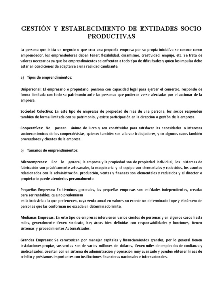 Gestión y Establecimiento de Entidades Socio Productivas Nov | PDF ... Gestión y Establecimiento de Entidades Socio Productivas Nov | PDF ...
