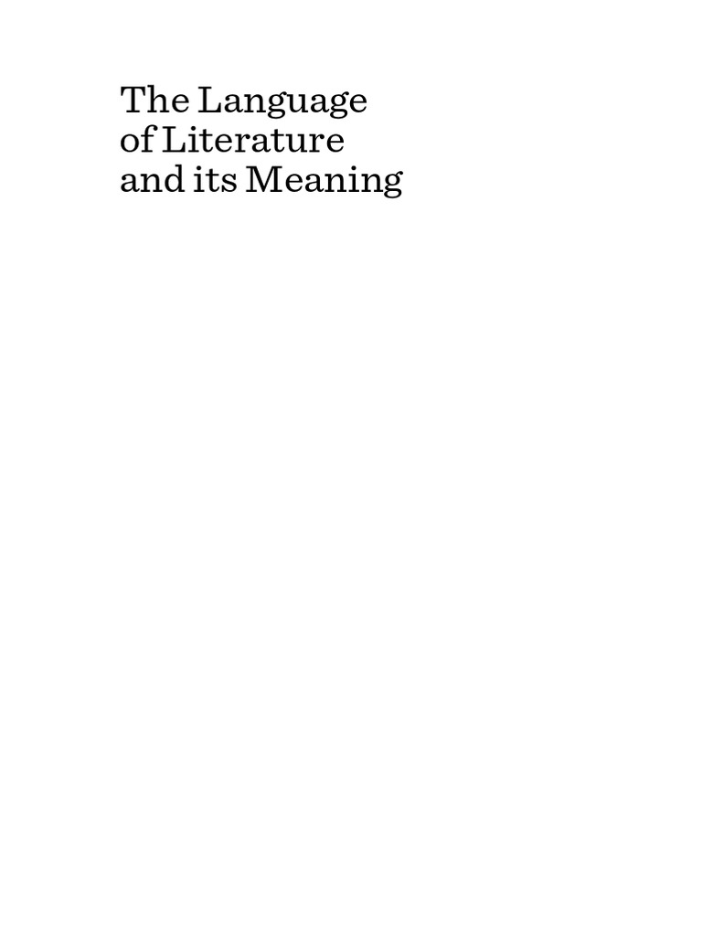 Literature and Its Meaning | PDF | Cognition | Linguistics