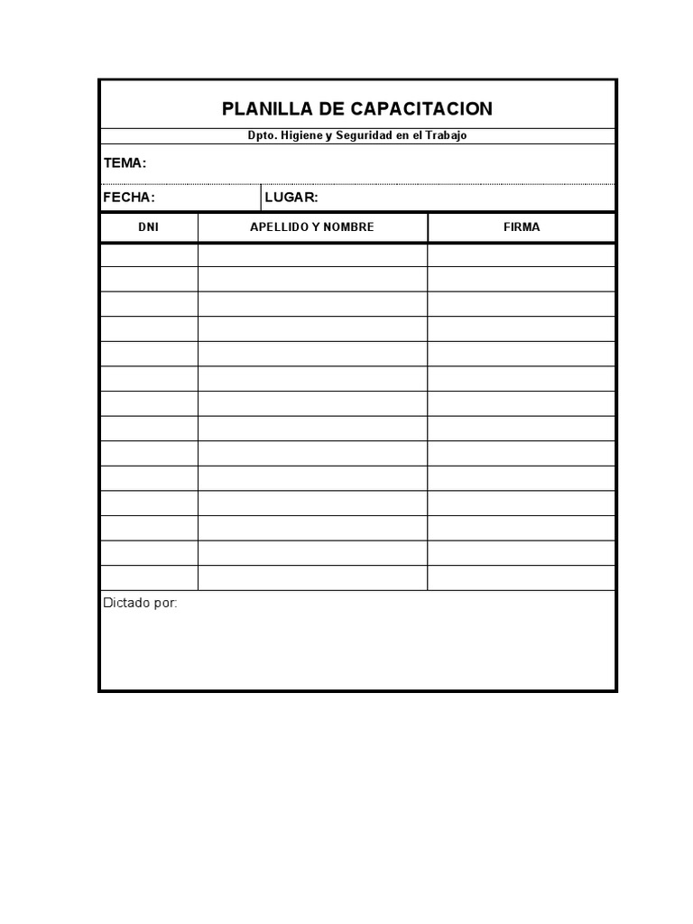 Planilla de Capacitacion | PDF