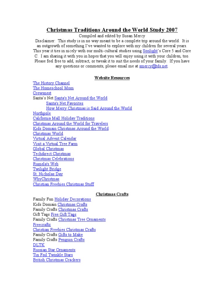 Christmas Traditions Around The World Study 2007 | PDF | Hanukkah ...