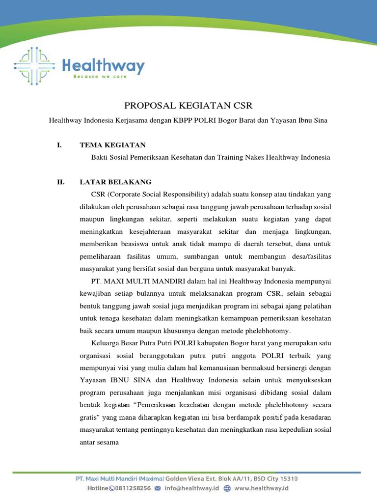 Proposal CSR Oktober | PDF