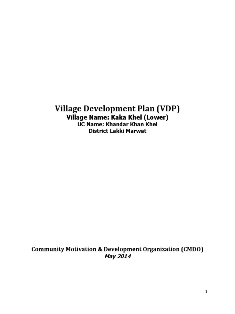 Village Development Plan for Lower Kaka Khel | PDF | Livestock ...