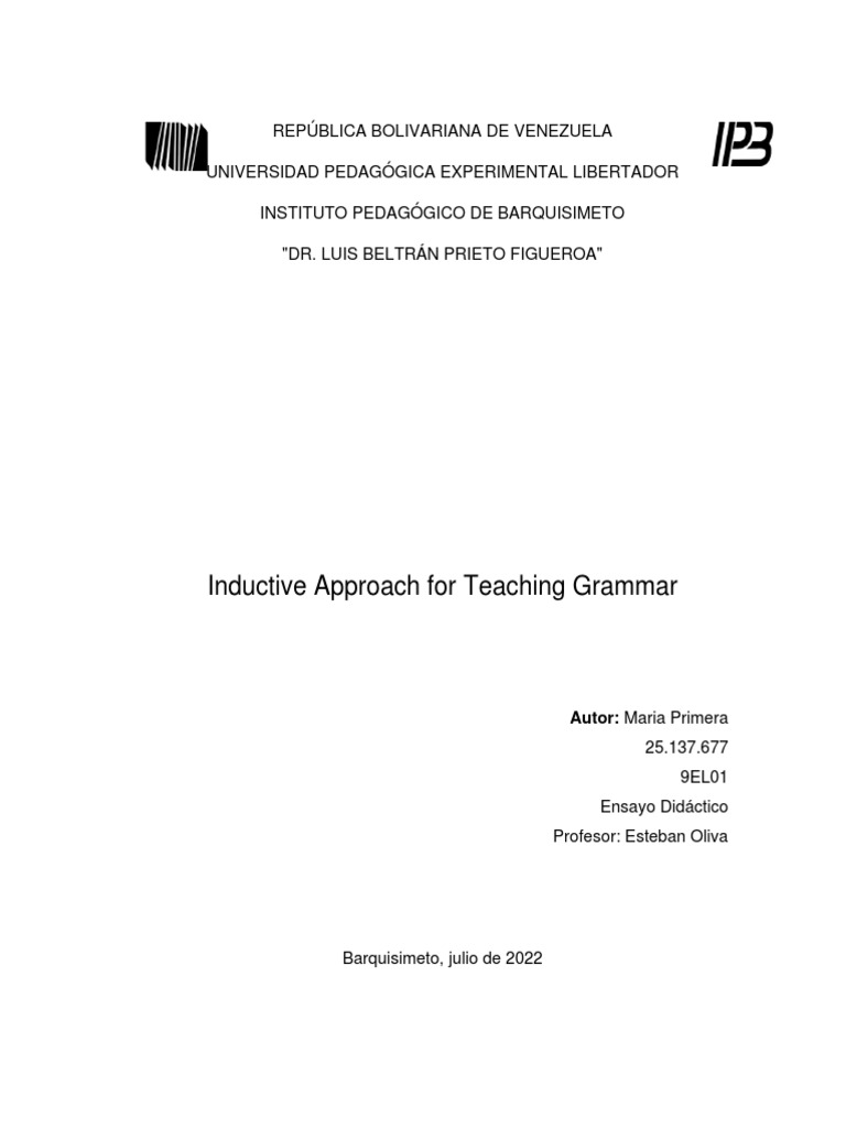 Inductive Approach For Teaching Grammar | PDF | Maestros | Sintaxis