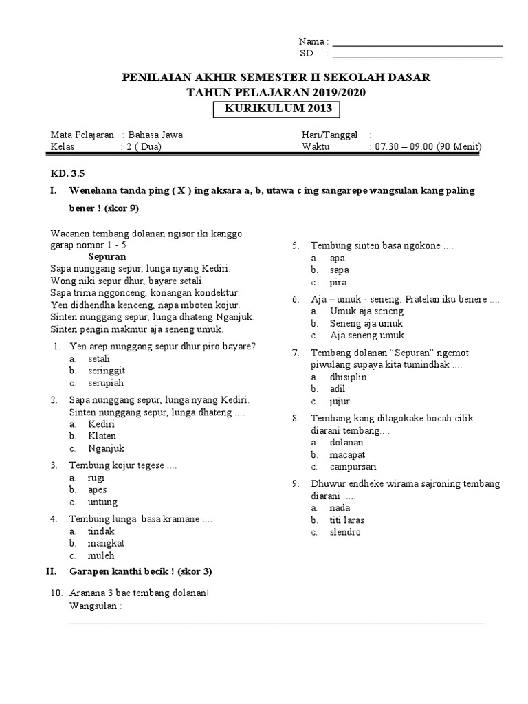 Bhs. Jawa KLS 2 | PDF
