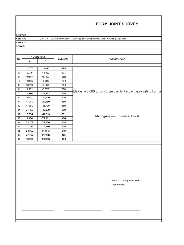 Contoh FORM JOINT SURVEI | PDF
