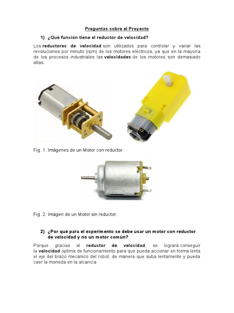 Preguntas Sobre El Proyecto | PDF | Motores | Motor eléctrico