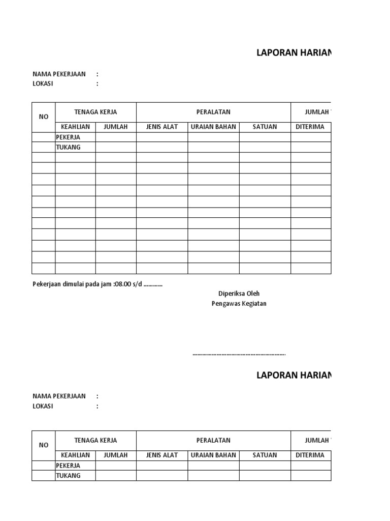 Laporan Harian Mingguan | PDF