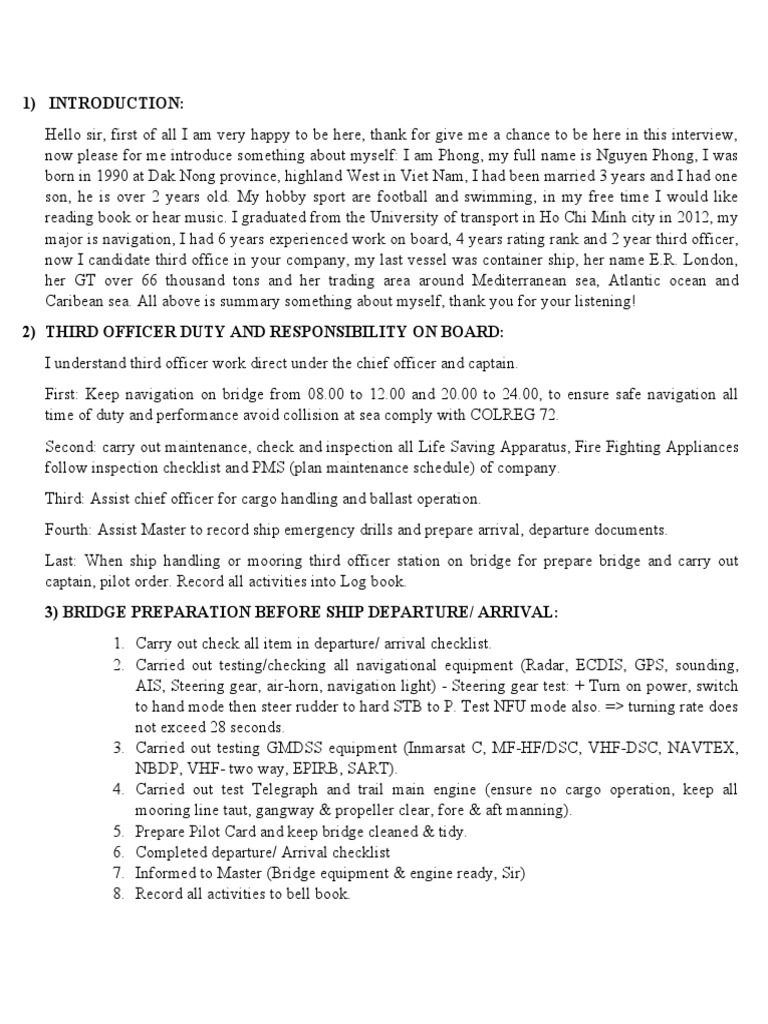 3off Interview | PDF | Anchor | Dangerous Goods 3off Interview | PDF | Anchor | Dangerous Goods