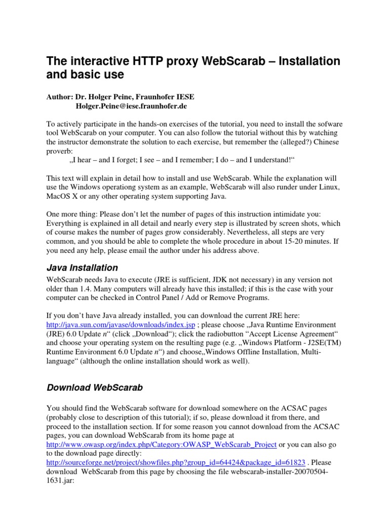Webscarab Instructions | PDF | Proxy Server | Internet Explorer