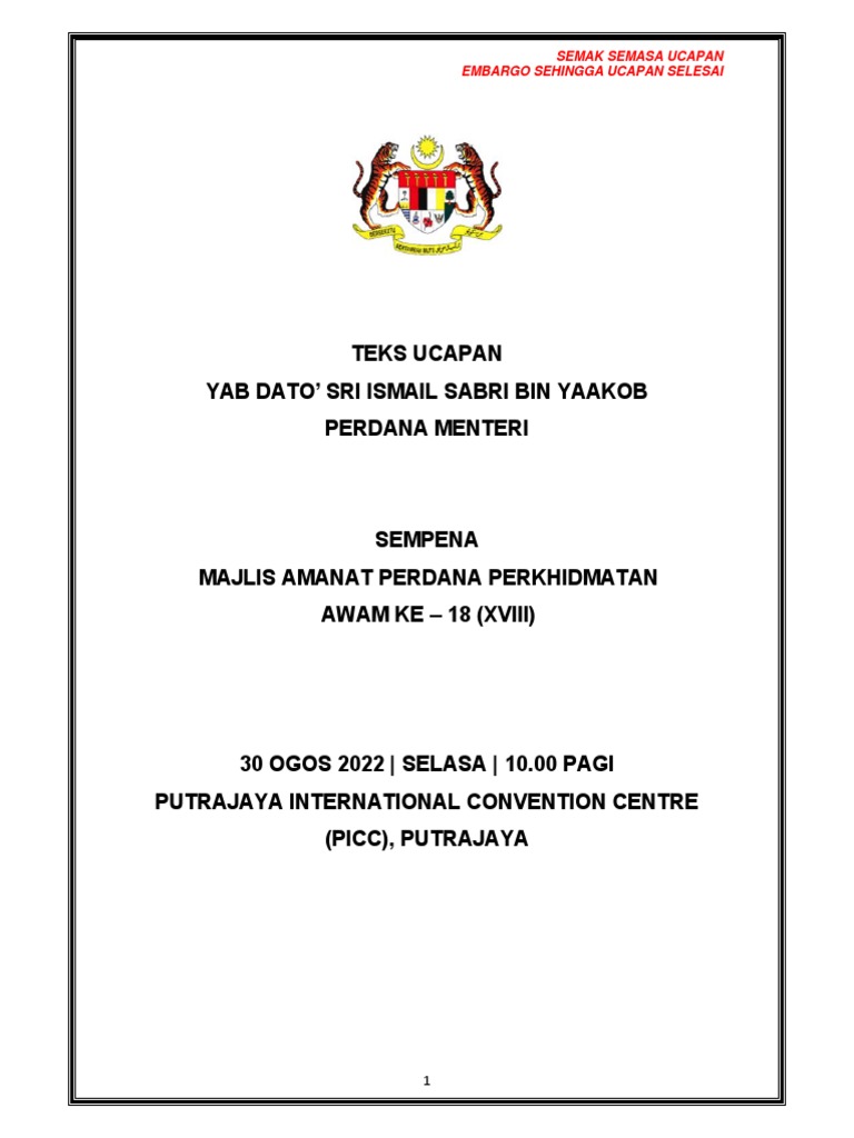 30.8.2022 - 12am Final Mappa Teks Ucapan Yab PM Sempena Majlis Amanat ...