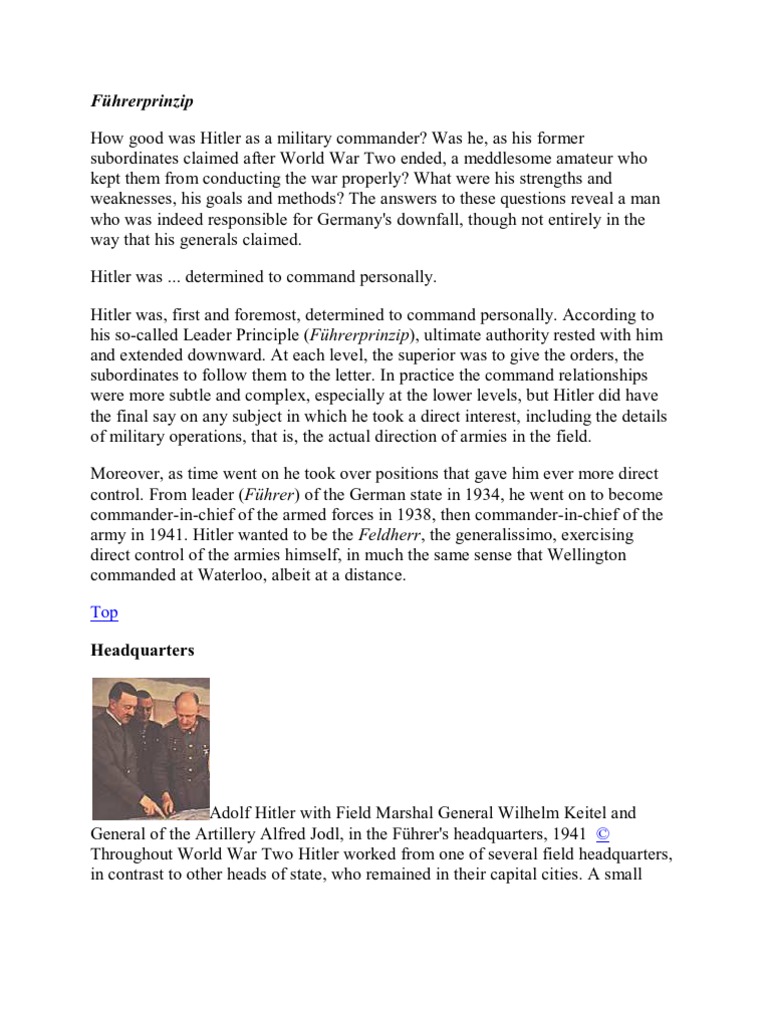 Führerprinzip (Hitler) | PDF | Adolf Hitler | Nazi Germany