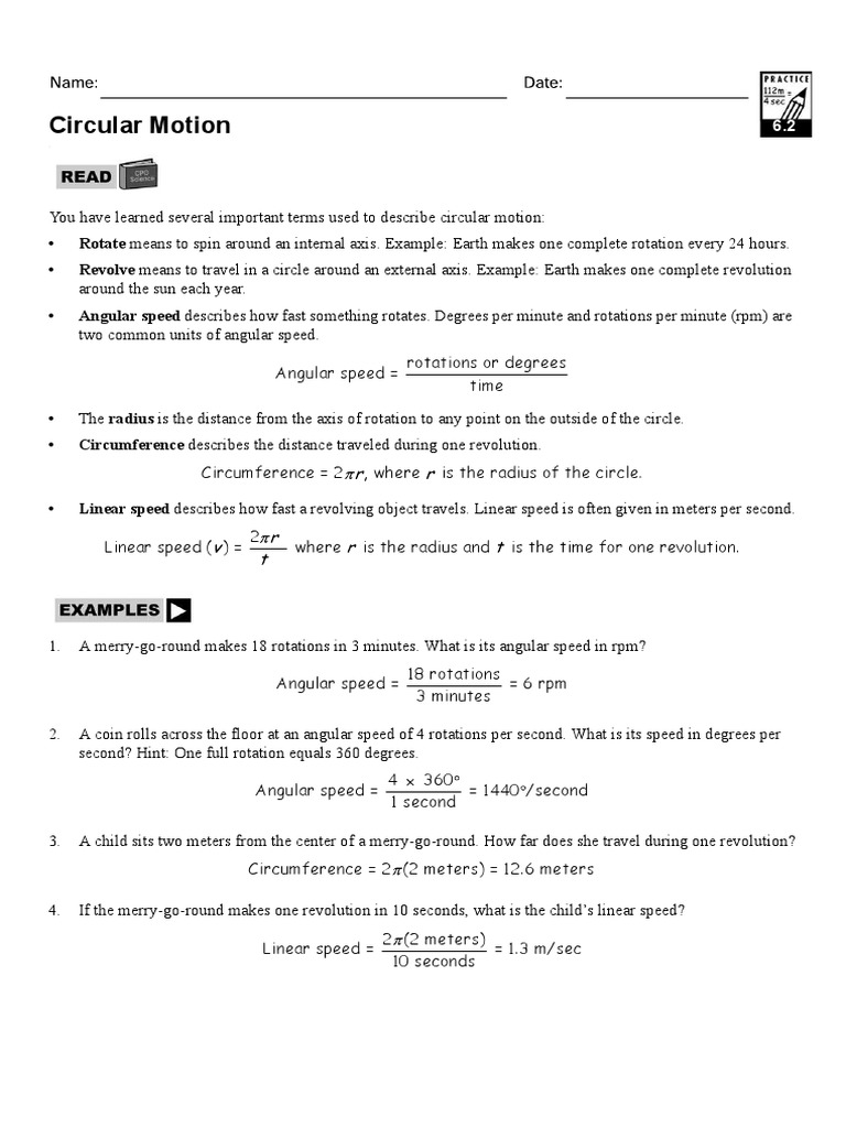 Circular Motion | PDF | Speed | Mass