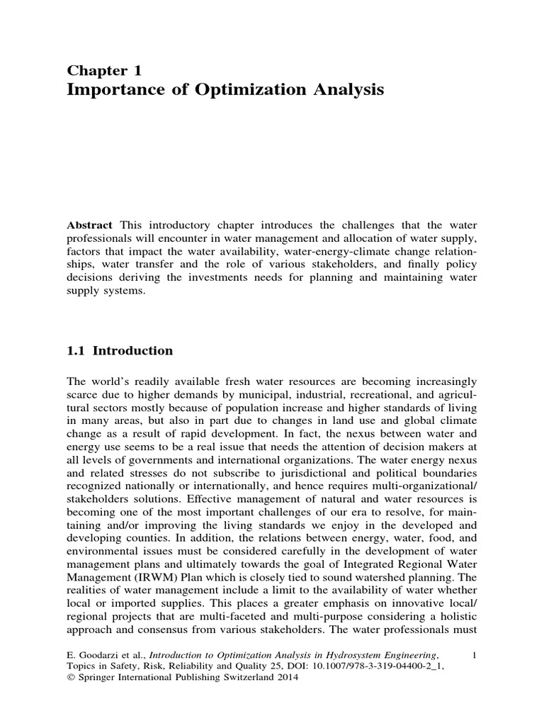 Importance of Optimization Analysis | PDF | Reclaimed Water ...