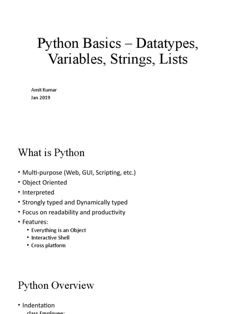 Python Basics Datatypes Variables Strings Pdf Boolean Data Type String Computer Science