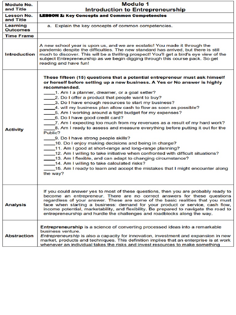 Module 1 Lesson 1 | PDF