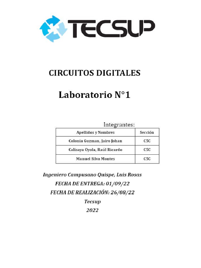 Circuitos Digitales-Laboratorio 3 | PDF | Puerta lógica | Ingenieria Eléctrica