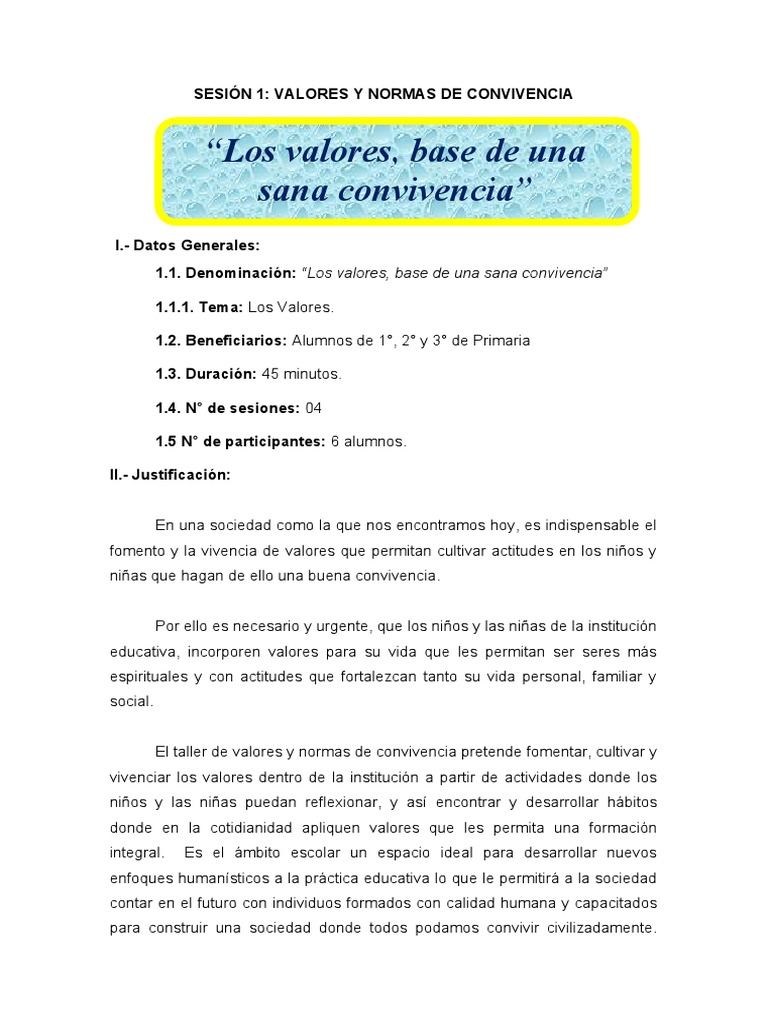 Taller de Los Valores - Primaria | PDF | Las emociones | Toma de decisiones