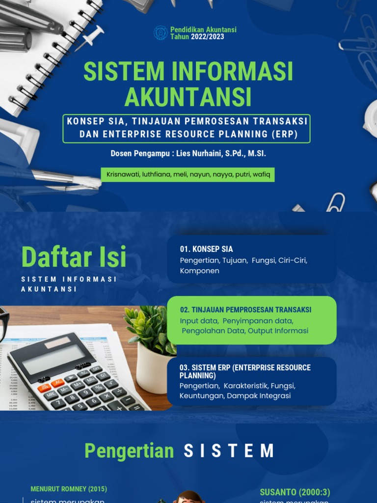 Konsep Sia, Tinjauan Pemrosesan Transaksi Dan Enterprise Resource ...
