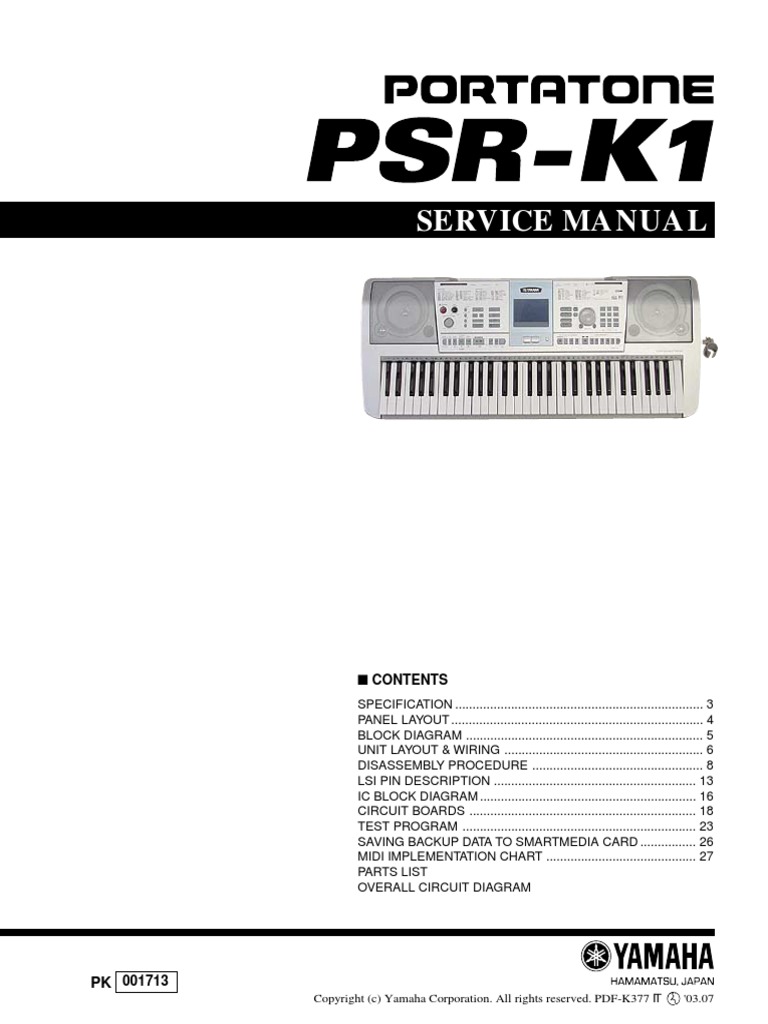 Yamaha psr-k1 | PDF | Solder | Specification (Technical Standard)