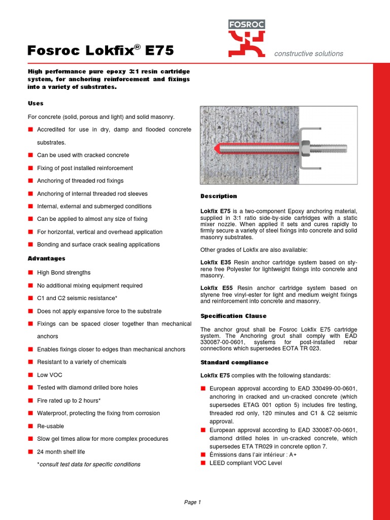 Lokfik E75 Fosroc | PDF | Concrete | Extrusion
