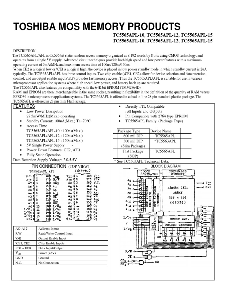TC5565 | Download Free PDF | Computer Memory | Microprocessor