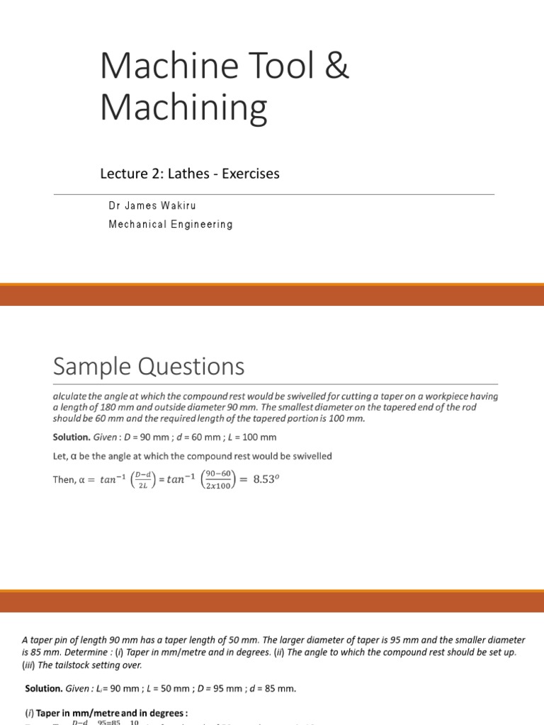 Lec2 - Lathe Machine - Exercises | PDF