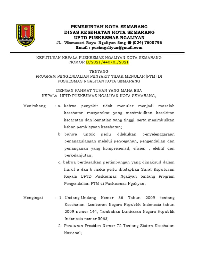 48) SK Program Pengendalian PTM | PDF