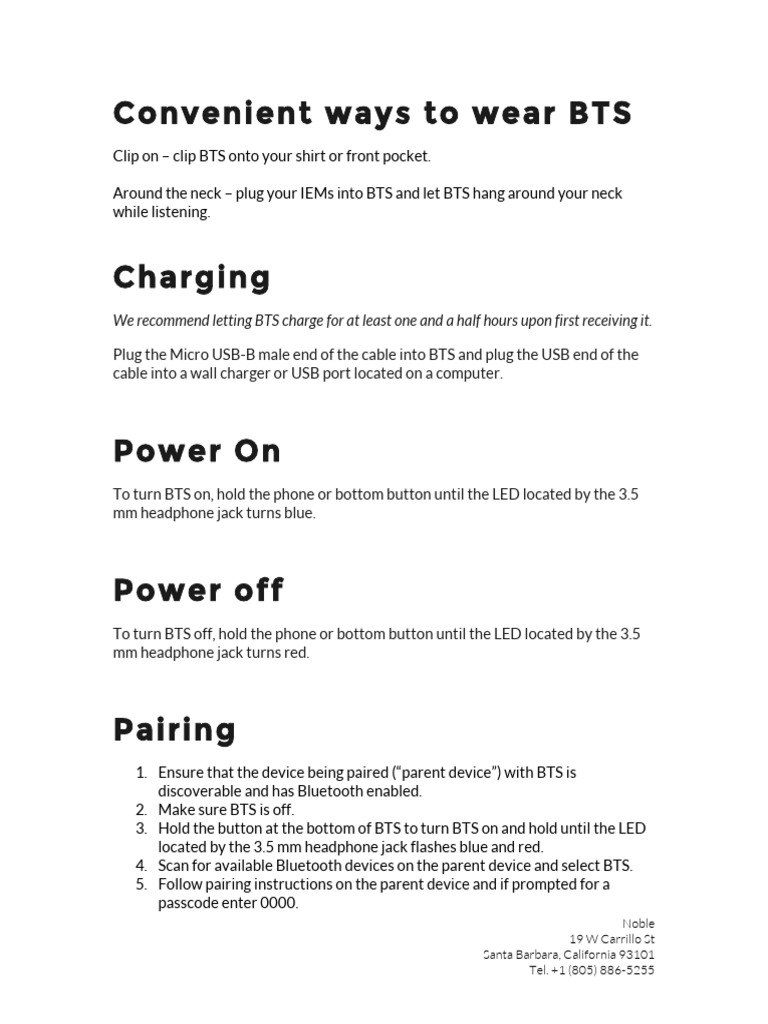 Noble Bts User Guide | PDF | Computer Science | Manufactured Goods