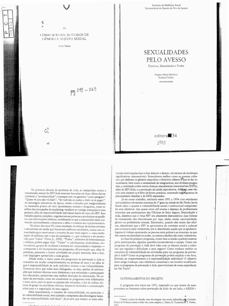 Cenas Sexuais, Roteiros de Gênero e Sujeitos Sexuais | PDF