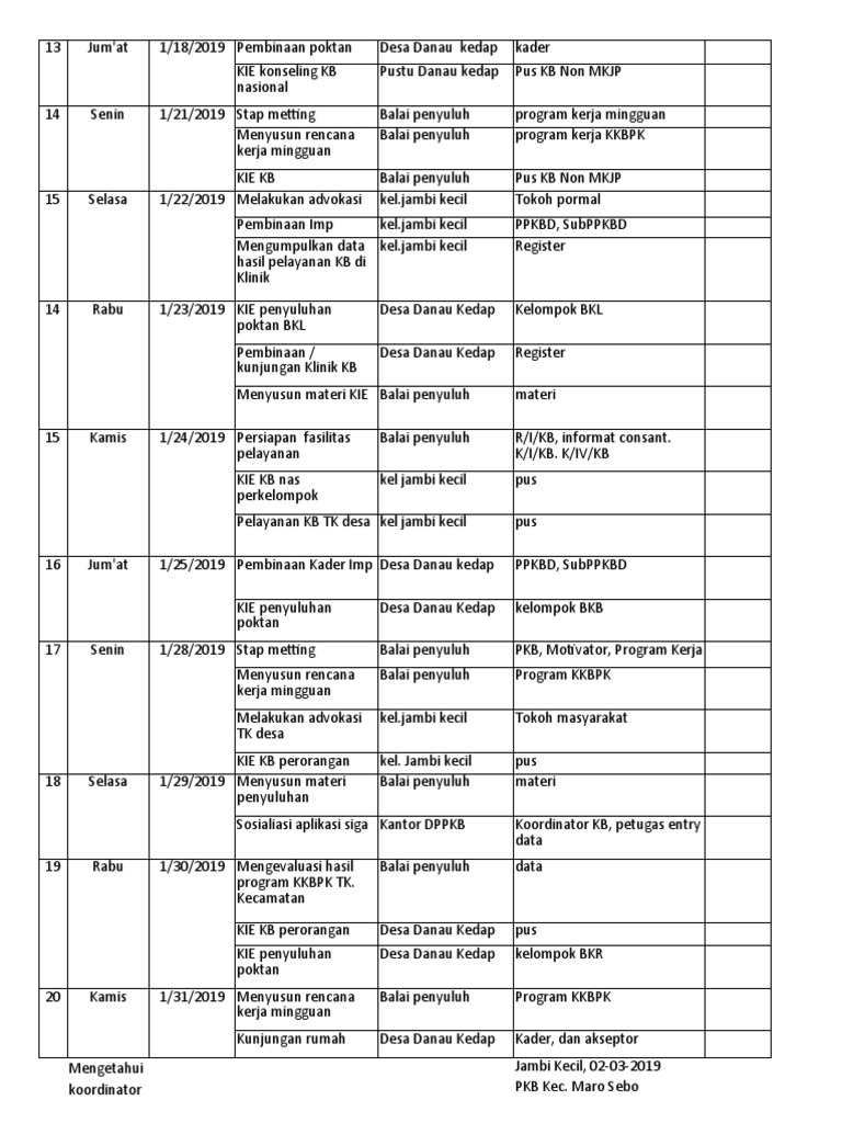 Rencana Kerja Bulanan 5 | PDF