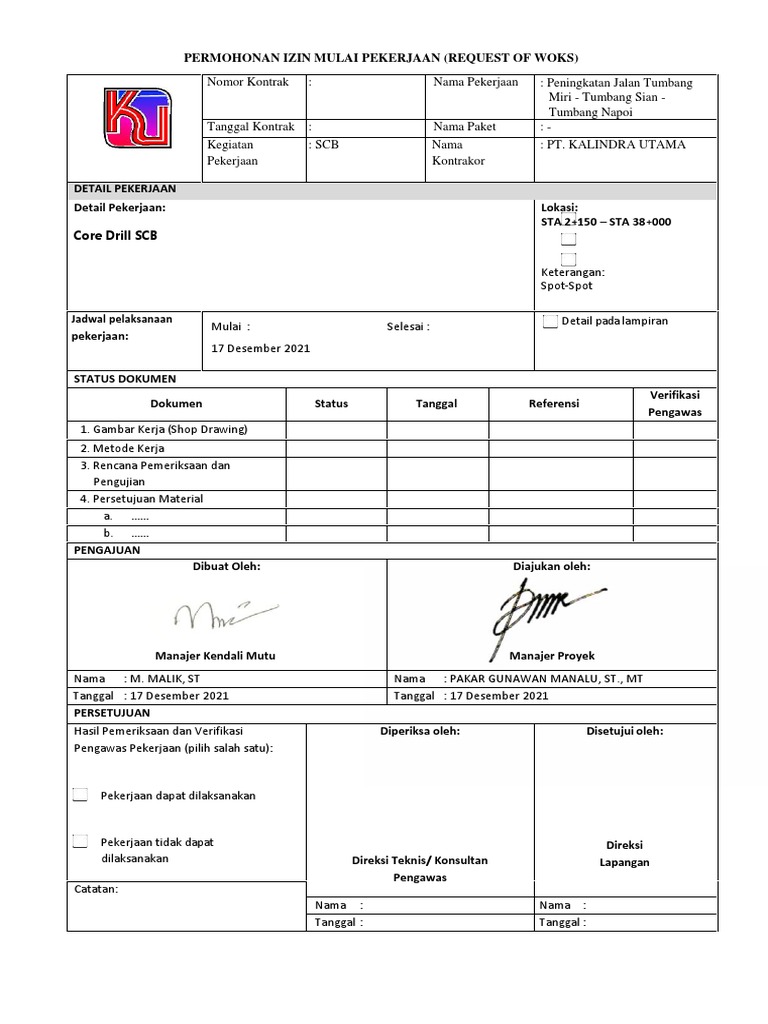 Req Coredrill SCB | PDF