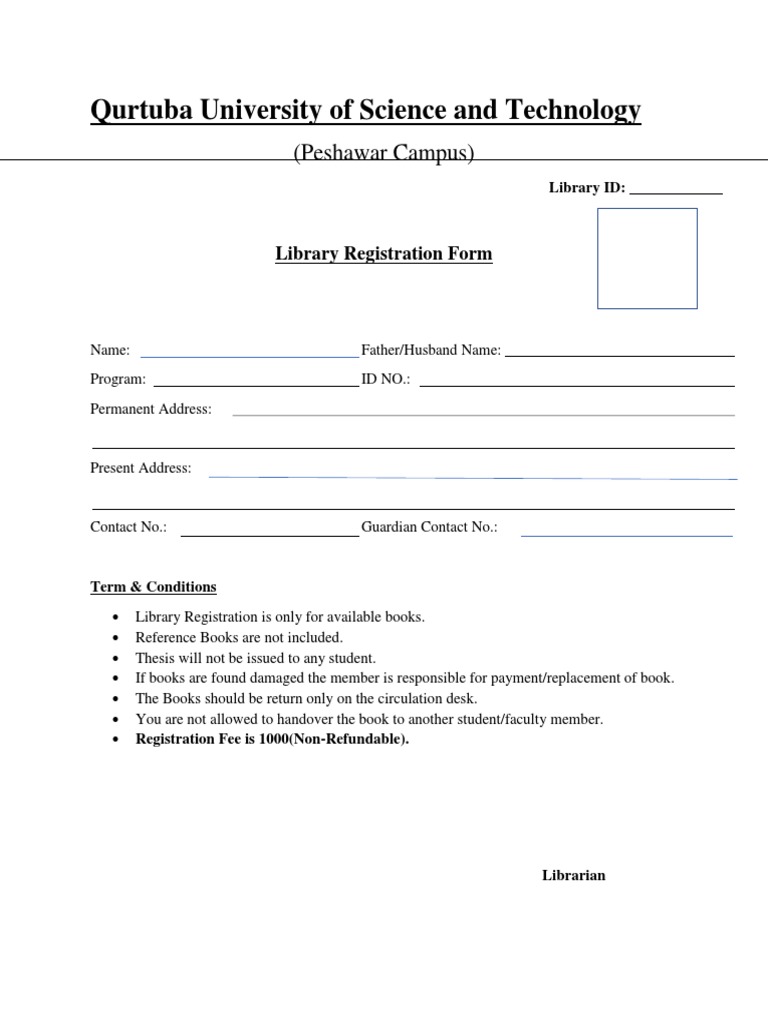 Library Registeration Form | PDF