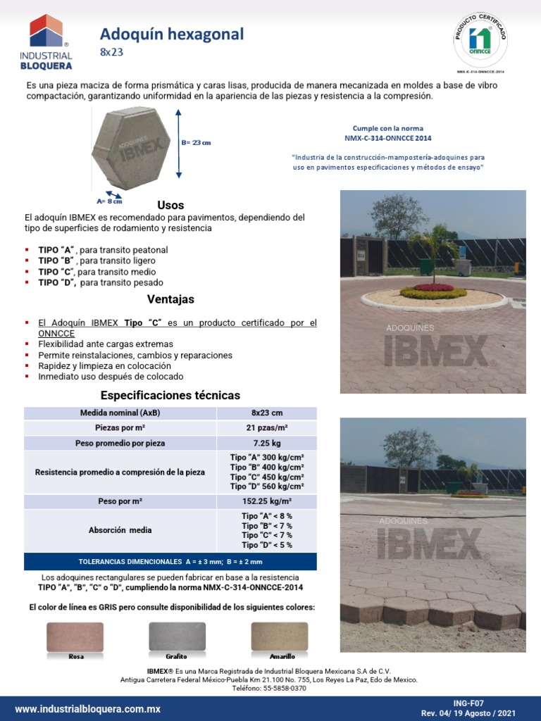 Adoquin Hexagonal 8x23 | PDF | Materiales