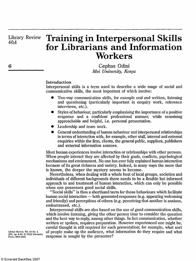 Training in Interpersonal Skills | PDF | Simulation | Communication